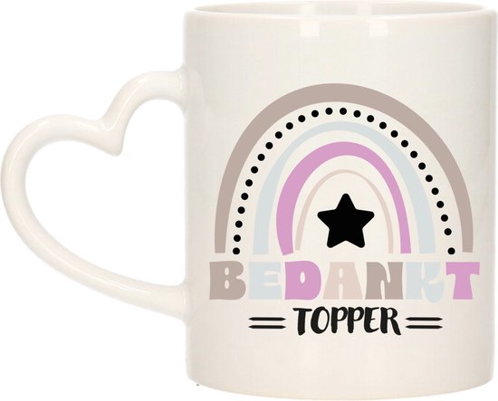 Bellatio Decorations Cadeau mok voor collega - wit hartjes oor - bedankt topper -... | bol