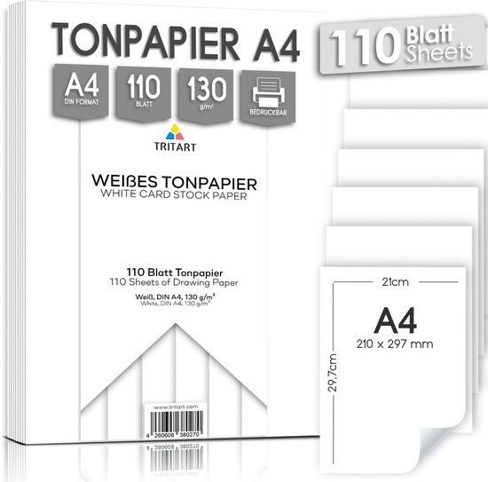 Tritart wit papier A4 130 g/m² - 110 vellen stevig A4 papier ...