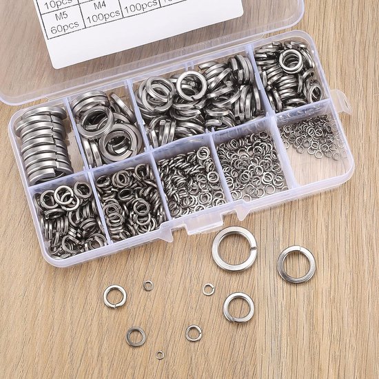 600 stuks Veerringen, Spiraalveerringen, Sluitringen, Borgclips, DIN 127 Form B... | bol