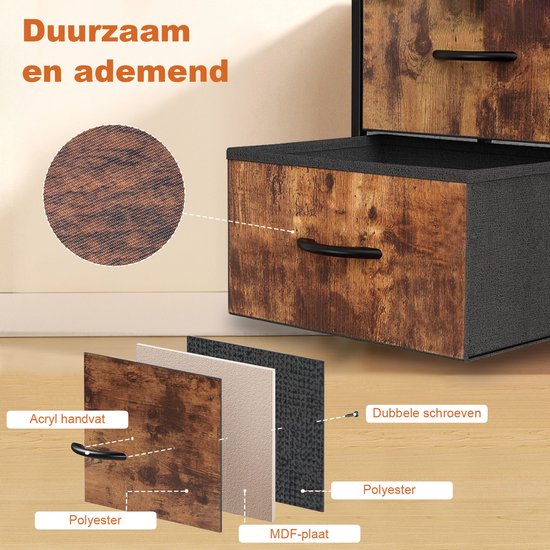 Commode - kast - stoffen ladenkast - opbergkast, 9 laden van stof met ...