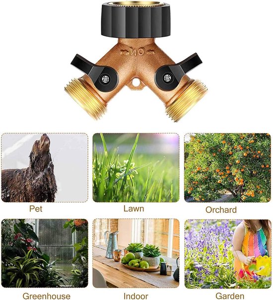 2-weg waterverdeler - Voor binnen en buiten - Messing – Past op Europese kranen - y... | bol