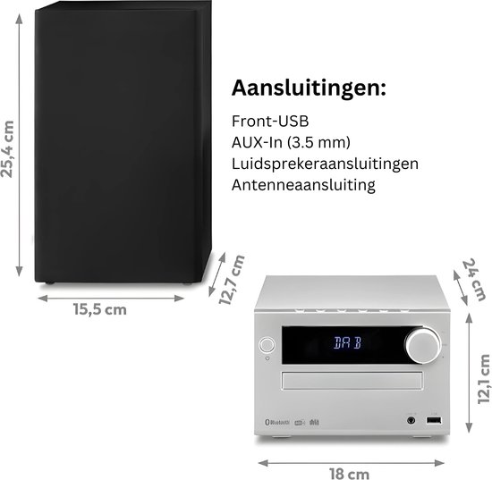 Stereo Installatie - Stereo Set met CD Speler en Radio - Platenspeler ...