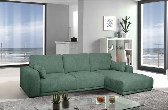 Loungebank Rechts Groen Stof - 305x105x85cm - Zitdiepte 64cm - Giga ...