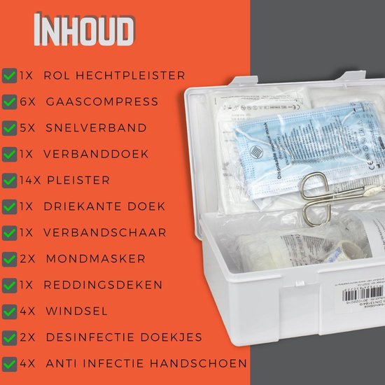 EHBO Koffer - Opbergbox - Met Wandhouder - Complete Kit - 44 EHBO ...