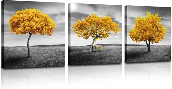 Afbeeldingen boom geel, bomen goud natuur wandafbeeldingen woonkamer ...