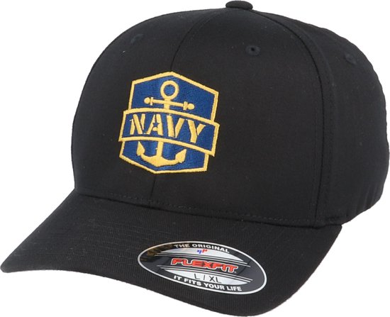 Hatstore- Navy Badge Black Flexfit - Army Head Cap | bol