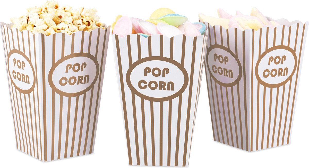 Relaxdays popcorn bakjes - set van 48 - popcorn zakjes - herbruikbaar ...