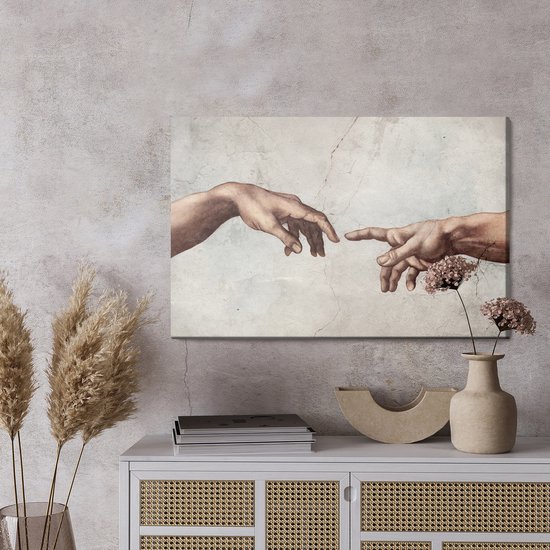 Schilderijkoning - Canvas Schilderij De Schepping Van Adam - 70 x 50 cm ...