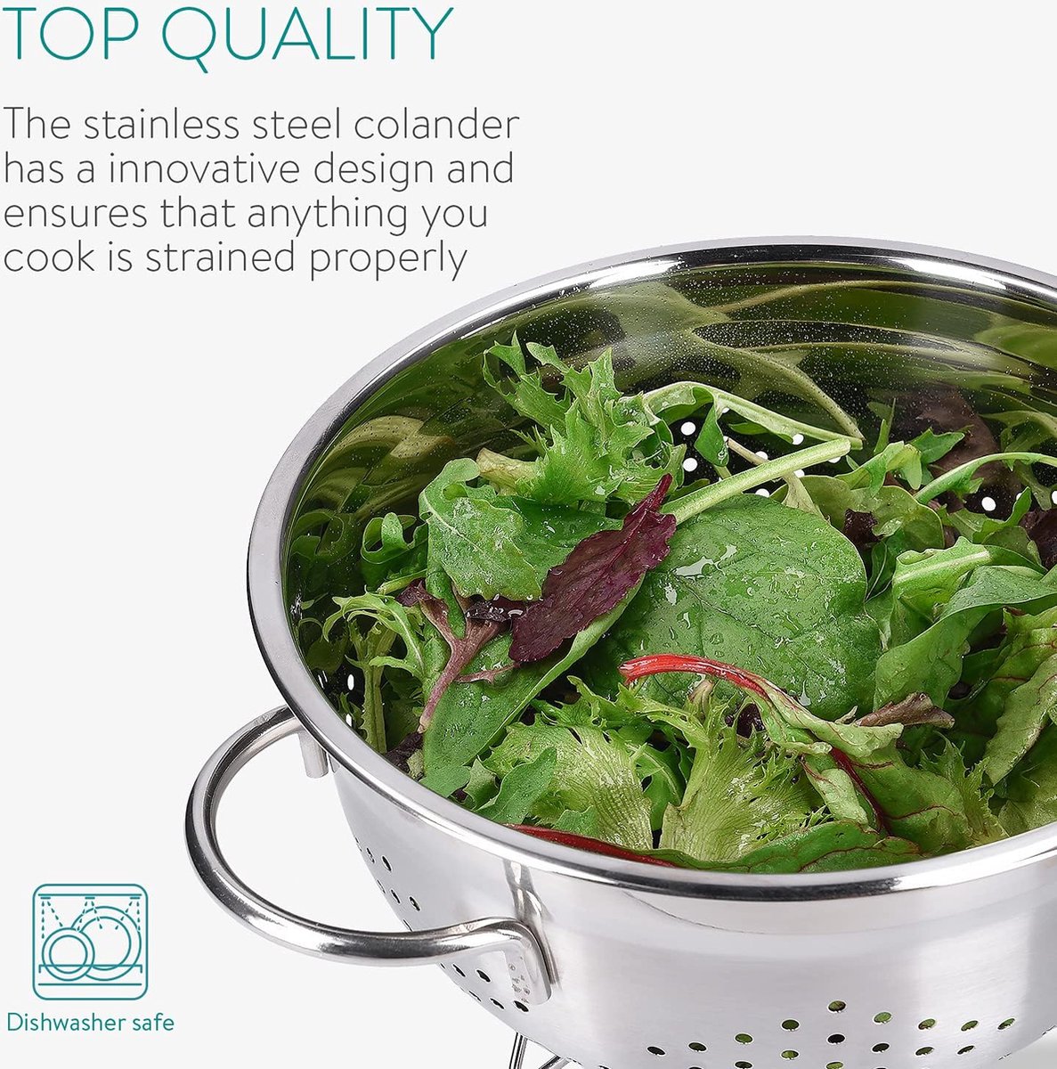 vergiet van roestvrij staal - 4,8 liter - Metalen vergiet met ...