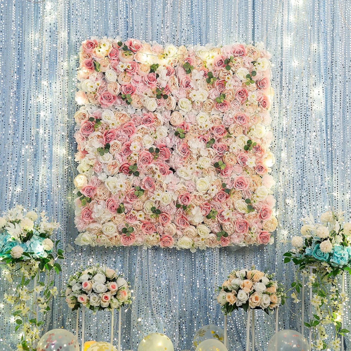 Bloemenwandpaneel, bloemenachtergrond, 2 stuks, roze bloemen ...