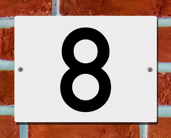 Huisnummerbord Wit - Nummer 8 - 15 x 12 cm - incl. bevestiging ...