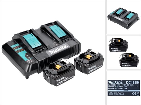 Makita Power Source Kit 18 V met 2x BL 1830 B 3.0 Ah accu ( 197599-5 ) + DC 18 SH... | bol