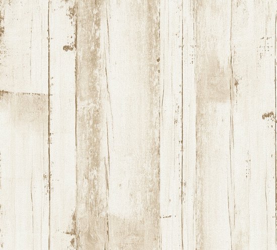 HOUT BEHANG | Landhuis stijl - Beige Wit Bruin - A.S. Création Natural ...