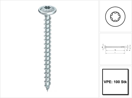 Heco Topix+ Tellerkopschroef 6x70Vd Torx30 - Verzinkt - 100 stuks | bol.com