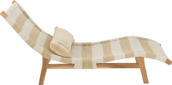 J-Line ligzetel + kussen Strepen Geweven - kunststof/hout - wit/naturel ...