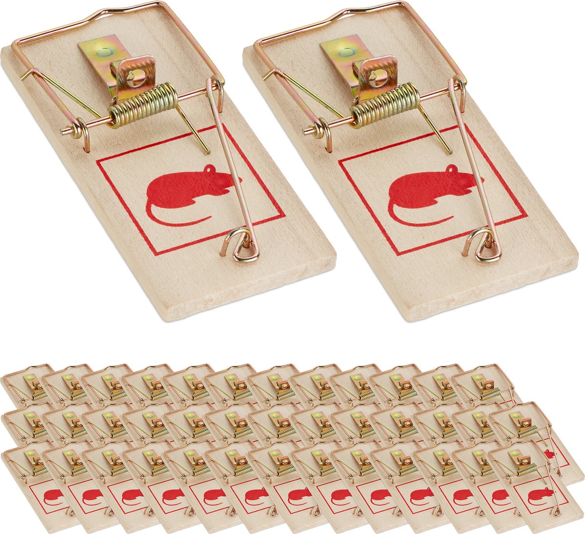 Relaxdays muizenval hout - set van 40 - klassiek - effectief ...
