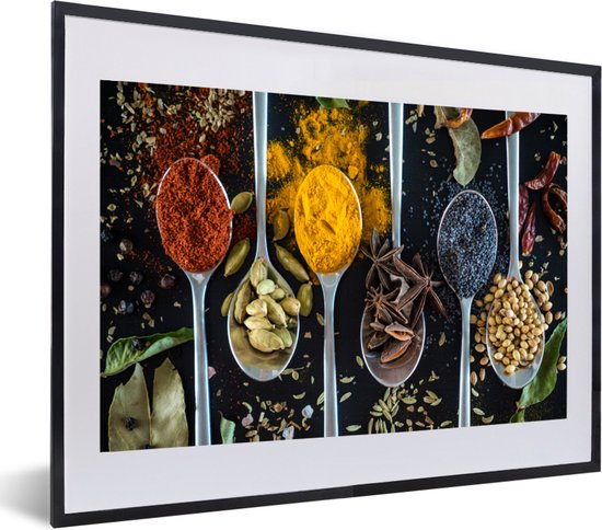 Fotolijst incl. Poster - Kruiden - Lepel - Specerijen - Zwart - Keuken ...