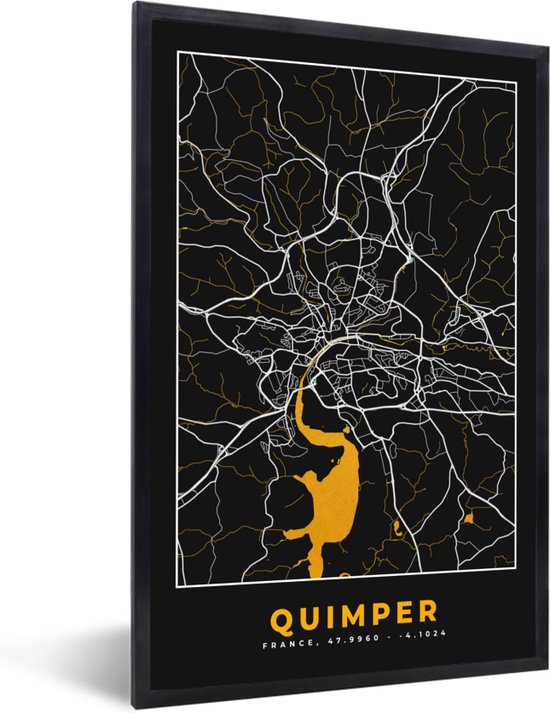 Fotolijst incl. Poster - Stadskaart – Plattegrond – Quimper - Kaart ...