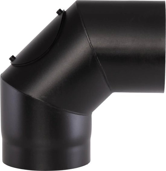 Bocht 90° Ø150 2mm zwart met inspectie opening | bol