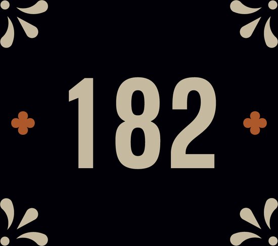 Huisnummerbord nummer 182 | Huisnummer 182 |Zwart huisnummerbordje ...