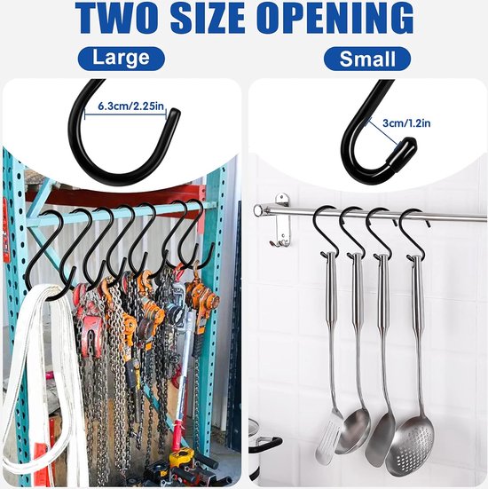 S-vormige hanghaken, 6 stuks, groot, 15 cm, belastbaar tot 30 kg, S ...