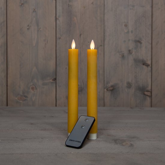 Anna's Collection LED dinerkaarsen - oker geel - 2x st - 23 cm | bol