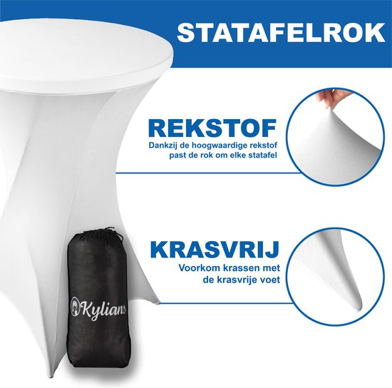 Statafelrok Wit x 3 – ∅ 80-85 x 110 cm - Statafelhoes met Draagtas - Luxe Extra Dikke... | bol
