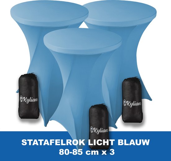 Statafelrok Licht Blauw x 3 – ∅ 80-85 x 110 cm - Statafelhoes met Draagtas - Luxe... | bol