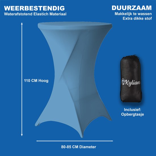 Statafelrok Licht Blauw x 10 – ∅ 80-85 x 110 cm - Statafelhoes met Draagtas - Luxe... | bol
