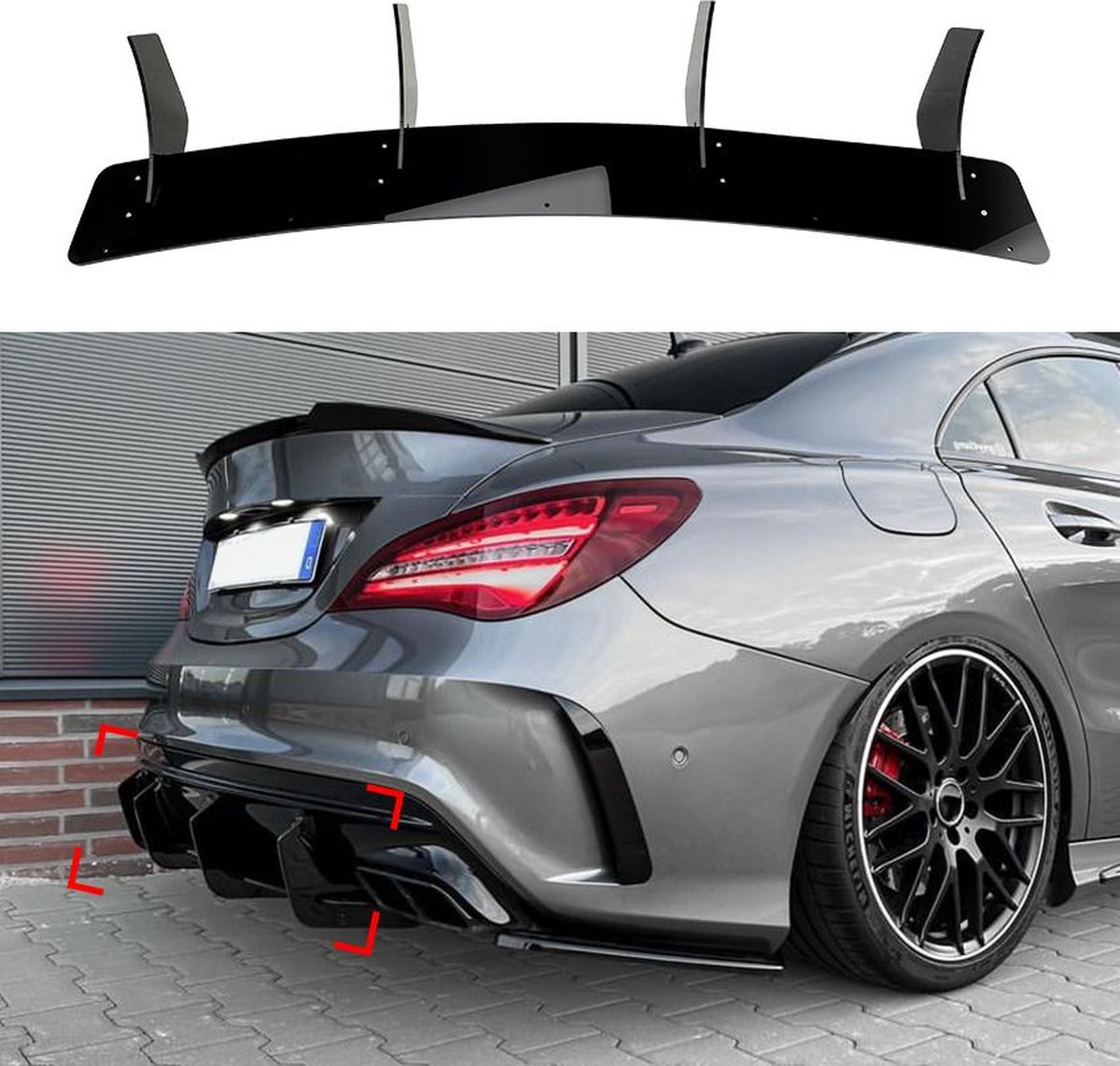 Mercedes C117 X117 CLA 45 AMG FACELIFT Diffuser Splitter Achterbumper Spoiler Styling... | bol