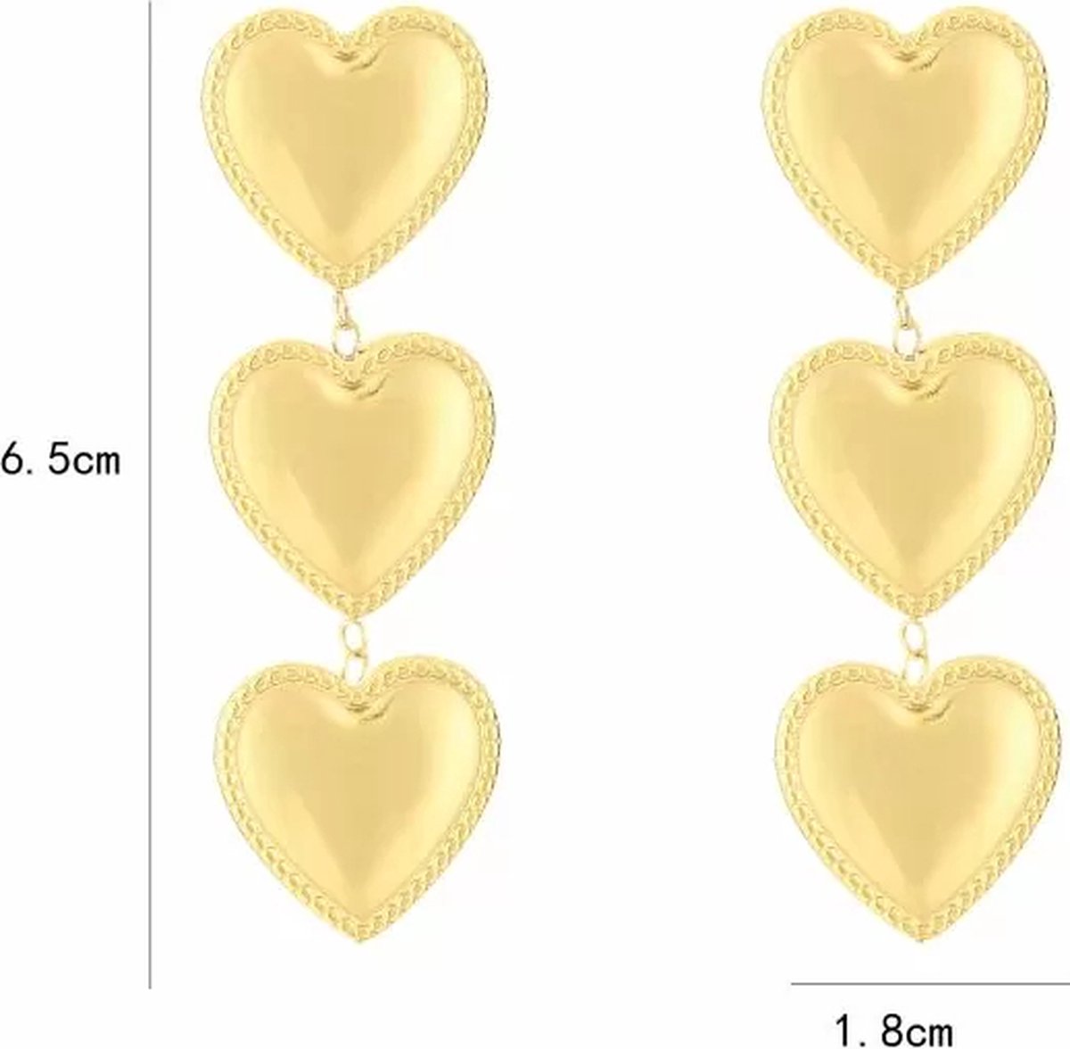 Bijoutheek Oorknoppen 3 hartjes Goud | bol.com
