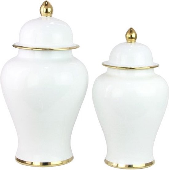 Fine Asianliving Chinese Gemberpot Porselein Wit Handgemaakt D25xH46cm ...