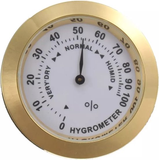 Luxe hygrometer - analoog - goudkleurig - 37 mm groot - 9 mm dik ...