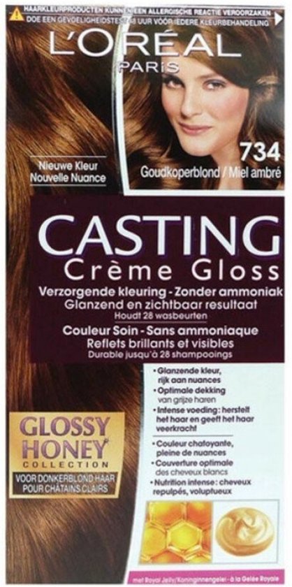 2x L'Oréal Casting Crème Gloss Semi-Permanente Haarkleuring 734 Honey ...