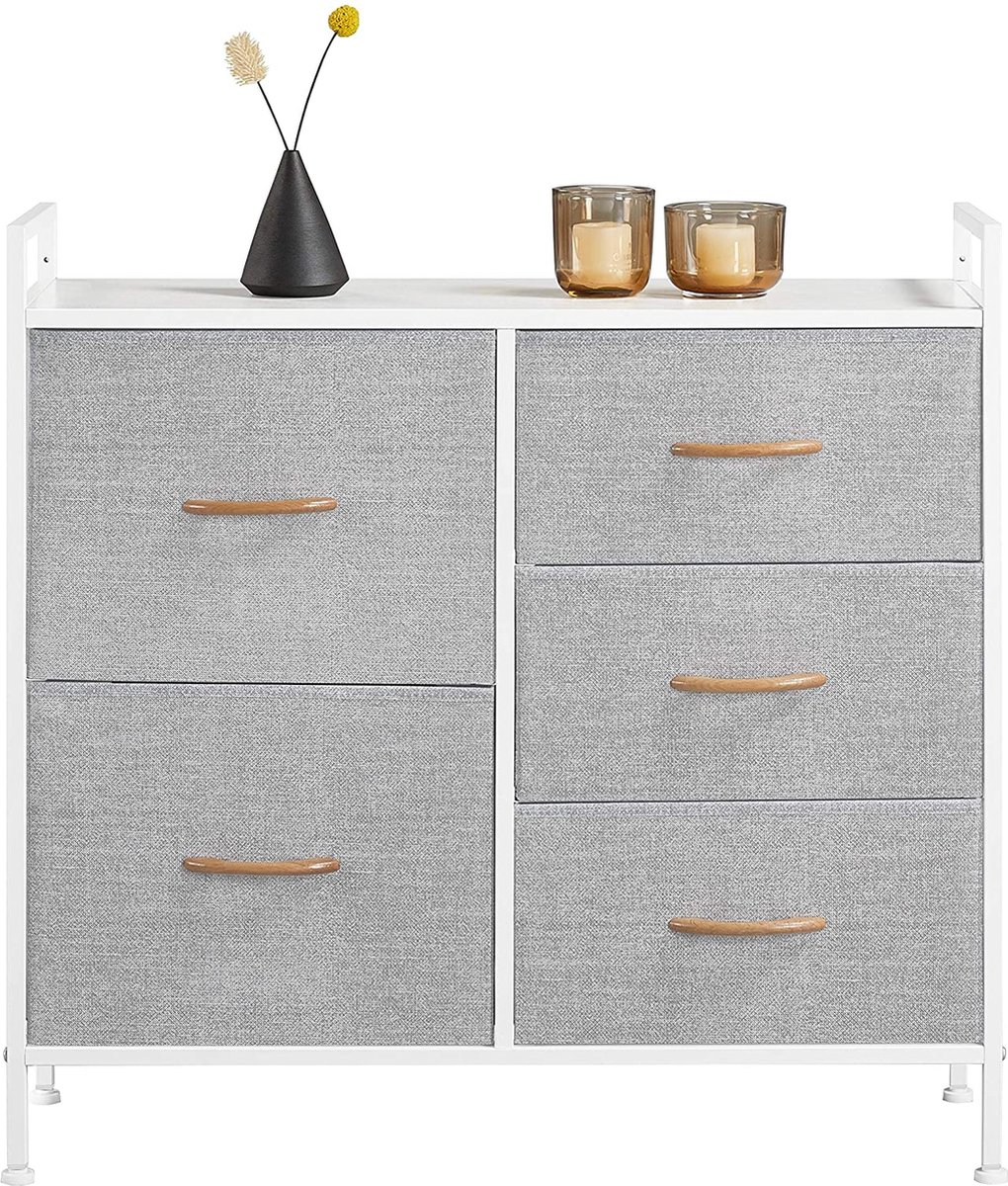 Furnibella - Commode van stof, smalle kast organizer met 5 laden ...