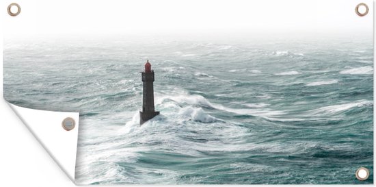 Wanddecoratie buiten De vuurtoren van la Jument in de zee voor de Franse kust - 160x80... | bol.com