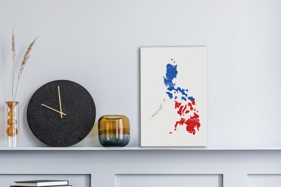 Tableau Tableau Carte des Philippines avec drapeau - 20x30 cm ...