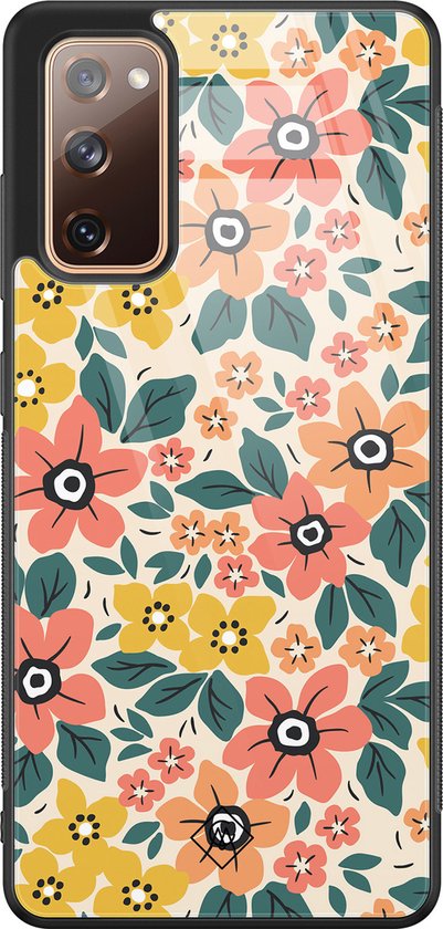 Samsung Galaxy S20 FE hoesje glas - Blossom - Multi - Hard Case Zwart - Backcover... | bol.com