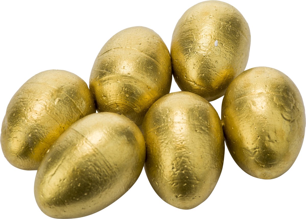 Set van 12x stuks kunststof paaseitjes goud 6 cm - Paaseitjes voor ...