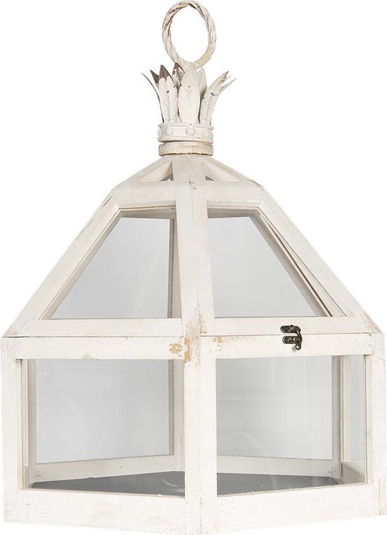 Decoratie kweekkasje 52*45*64 cm Beige Ijzer, Glas, Hout Zeshoek | bol