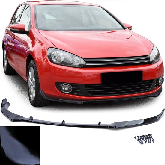 Volkswagen Golf 6 MK6 Spoiler Voorspoiler Splitter Lip Hoogglans Zwart ...