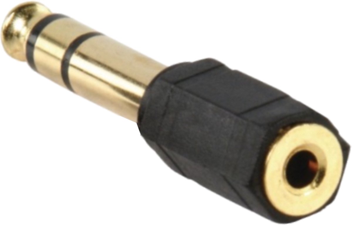 3,5mm (v) - 6,35mm Stereo Jack (m) Adapter - Verguld - Zwart | bol.com