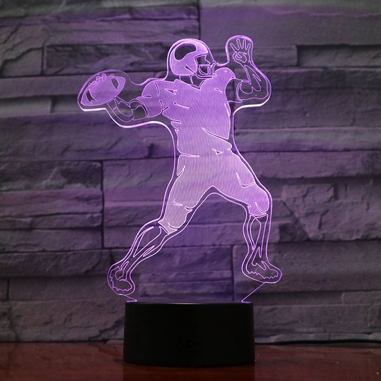 3D Led Lamp Met Gravering - RGB 7 Kleuren - Rugby | bol.com