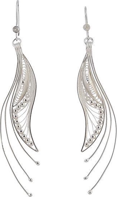 Lange zilveren filigrain oorhangers uit Peru | bol