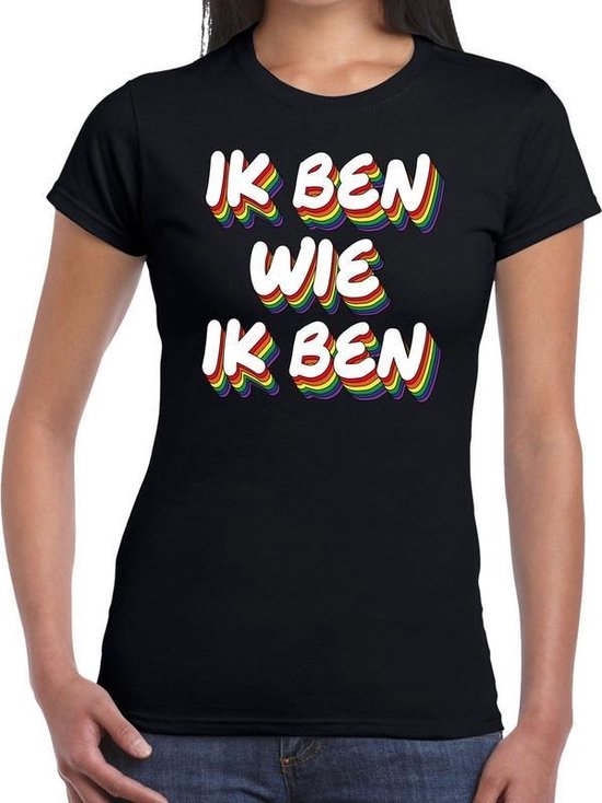 Gay pride ik ben wie ik ben t-shirt zwart - 3D regenboog shirt voor ...