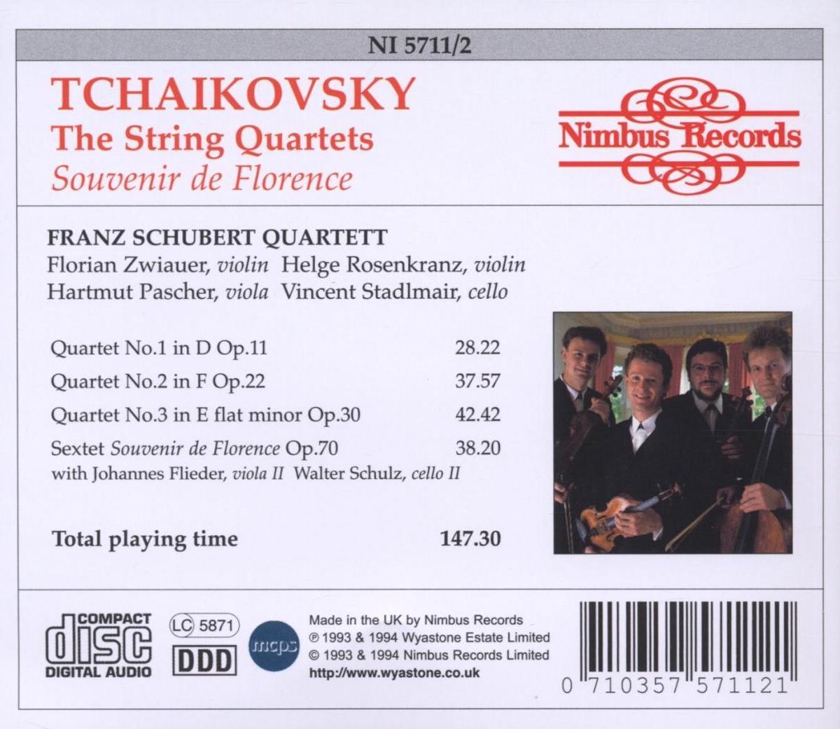 Franz Schubert Quartet - Tchaikovksy: The String Quartets, S (2 CD ...
