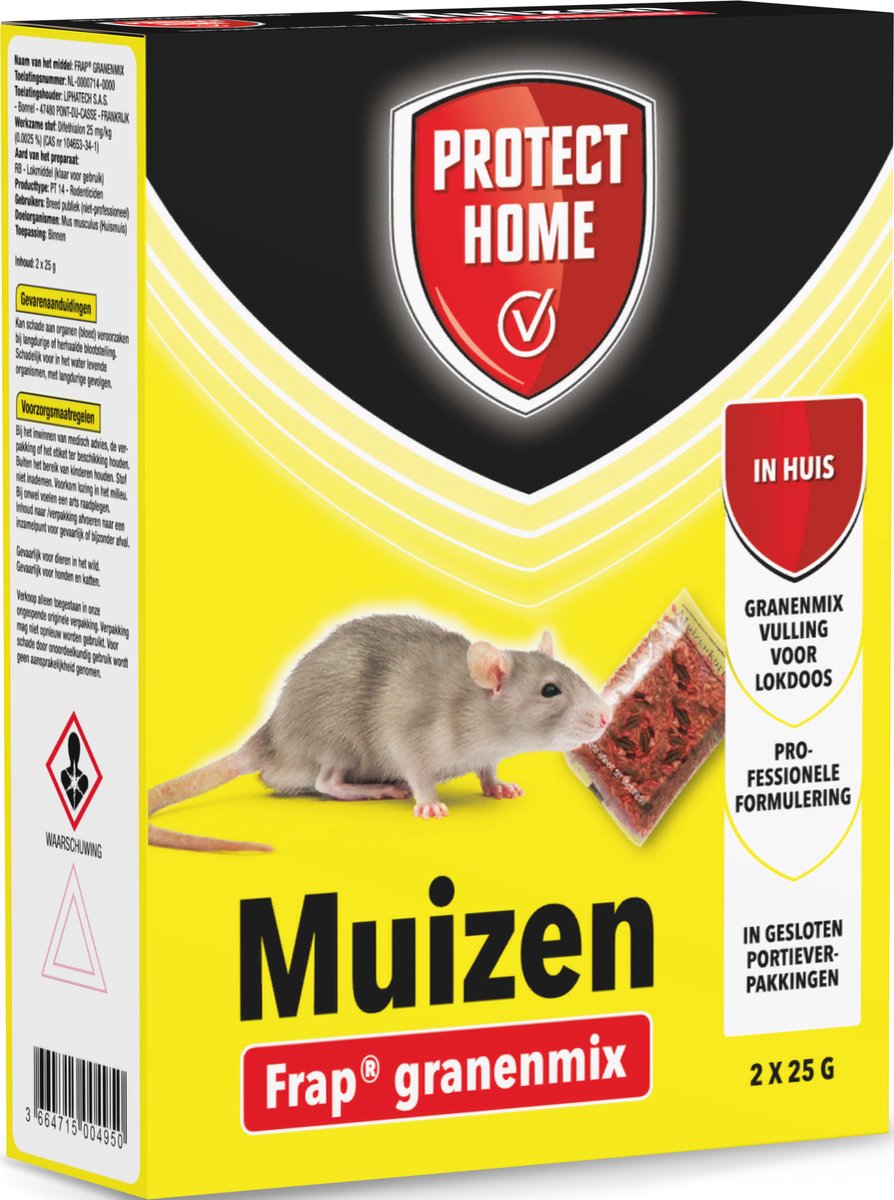 Protect Home Frap Granenmix tegen Muizen - 2 x 25 Gram - Muis ...