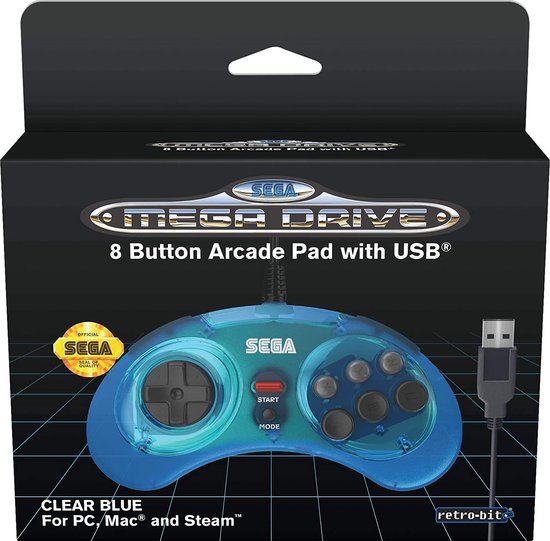 Retro-Bit - Wired Official 8-button Controller for SEGA Mega Drive Mini ...