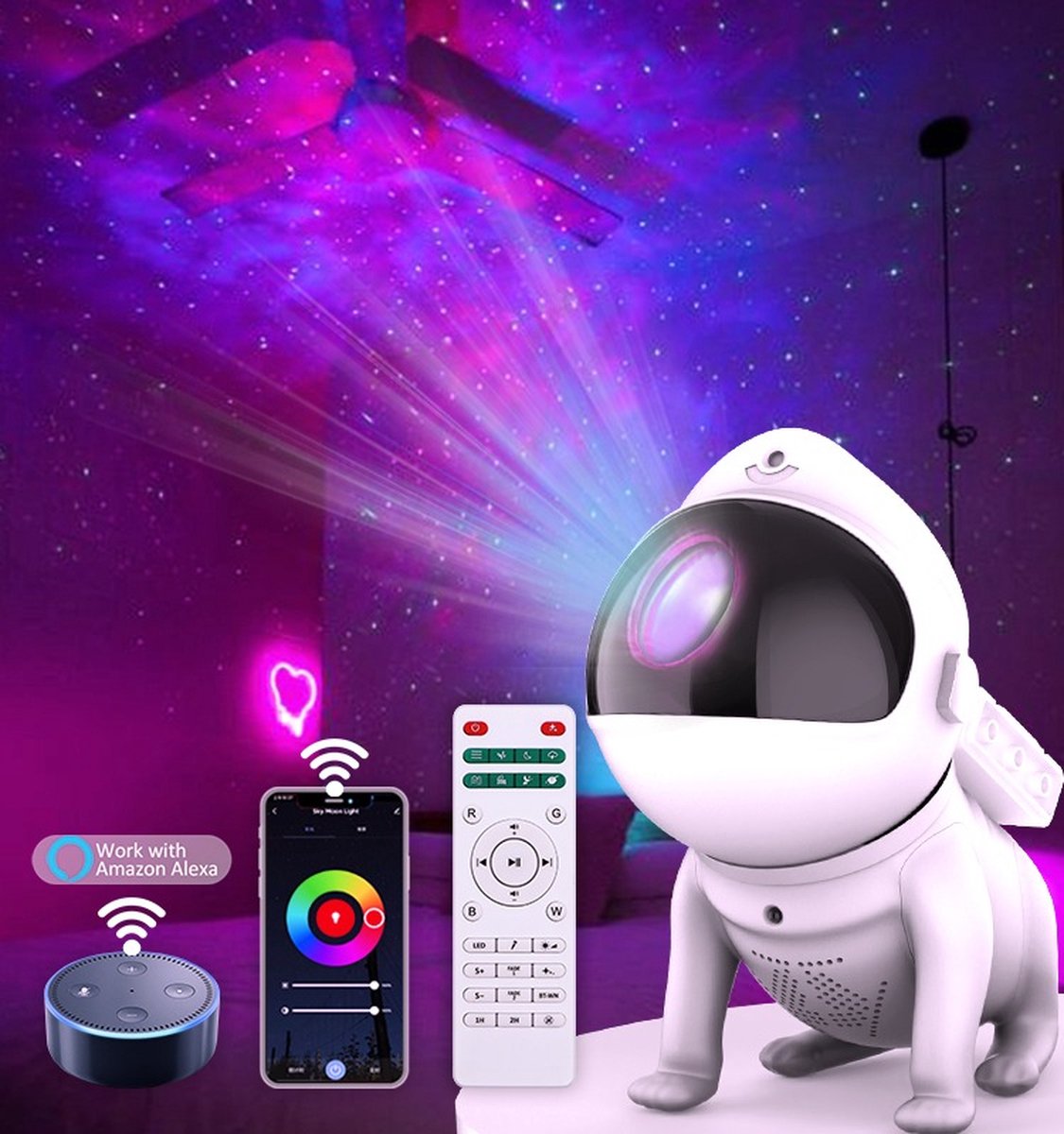 Lunastic Space Dog Sterrenhemel - Bluetooth Sterren Projector met ...