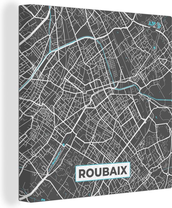 Canvas Schilderij Roubaix - Frankrijk - Plattegrond - Kaart ...